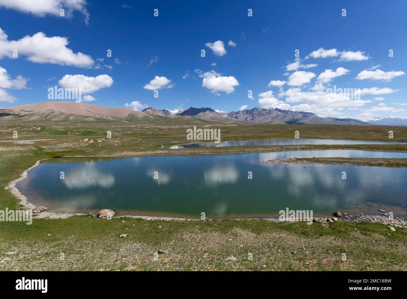 Alpine lake, Kakshaal Too in the Tian Shan mountain range near the ...
