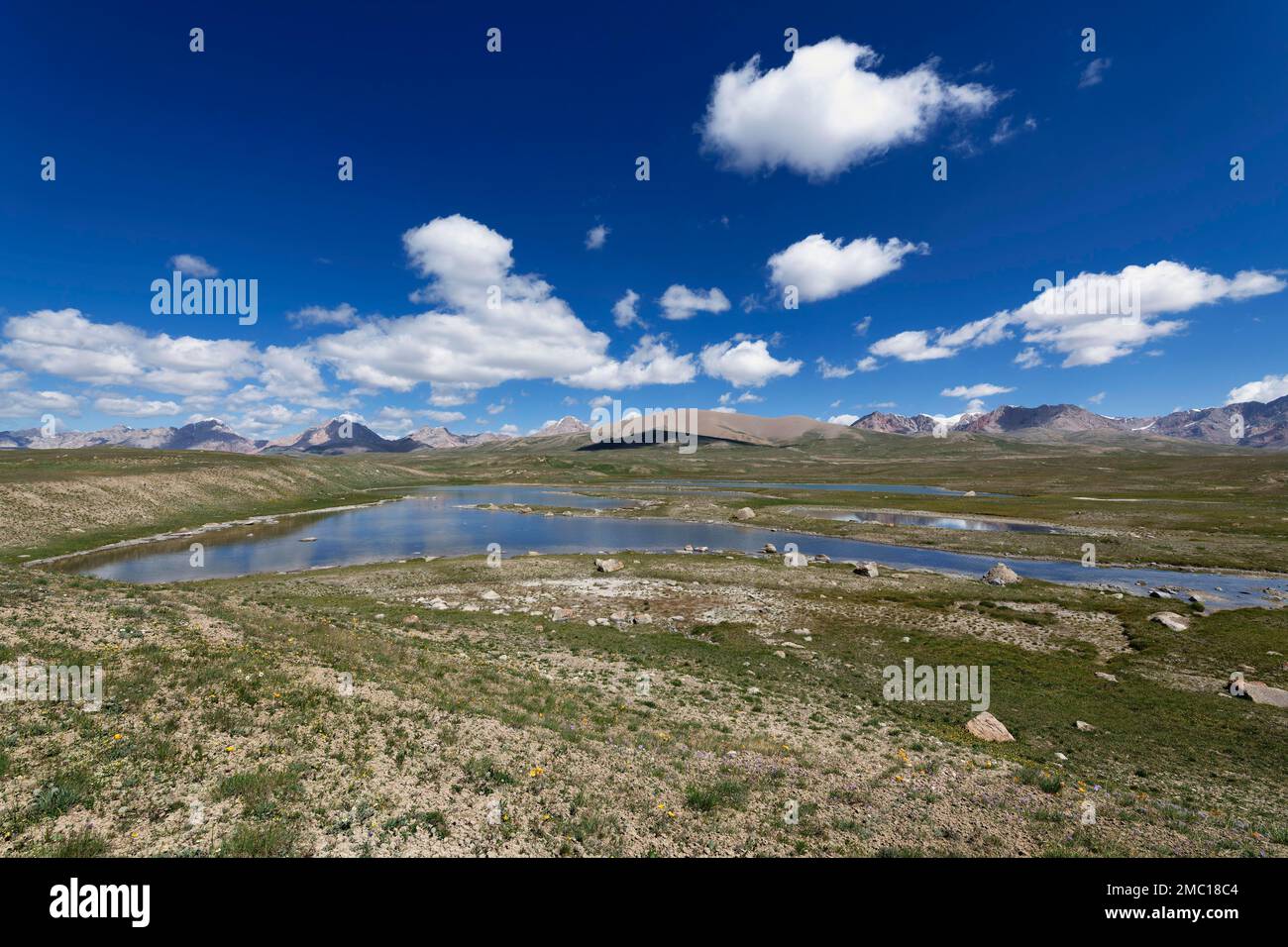 Alpine lake, Kakshaal Too in the Tian Shan mountain range near the ...