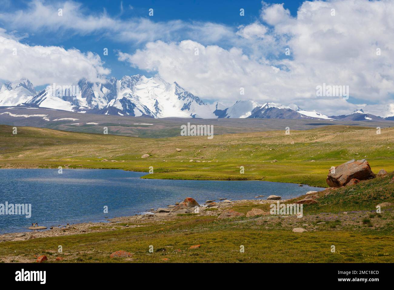 Dream Lake and Kizil-Asker glacier, Tian Shan mountain range near the ...