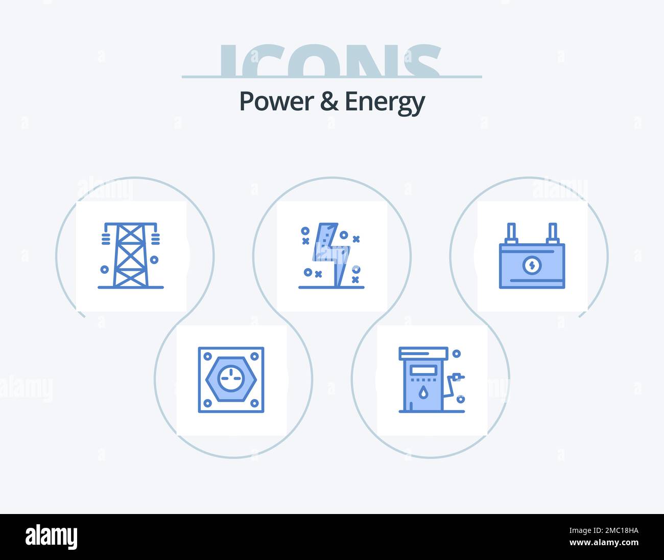 Power And Energy Blue Icon Pack 5 Icon Design. electricity. battery ...