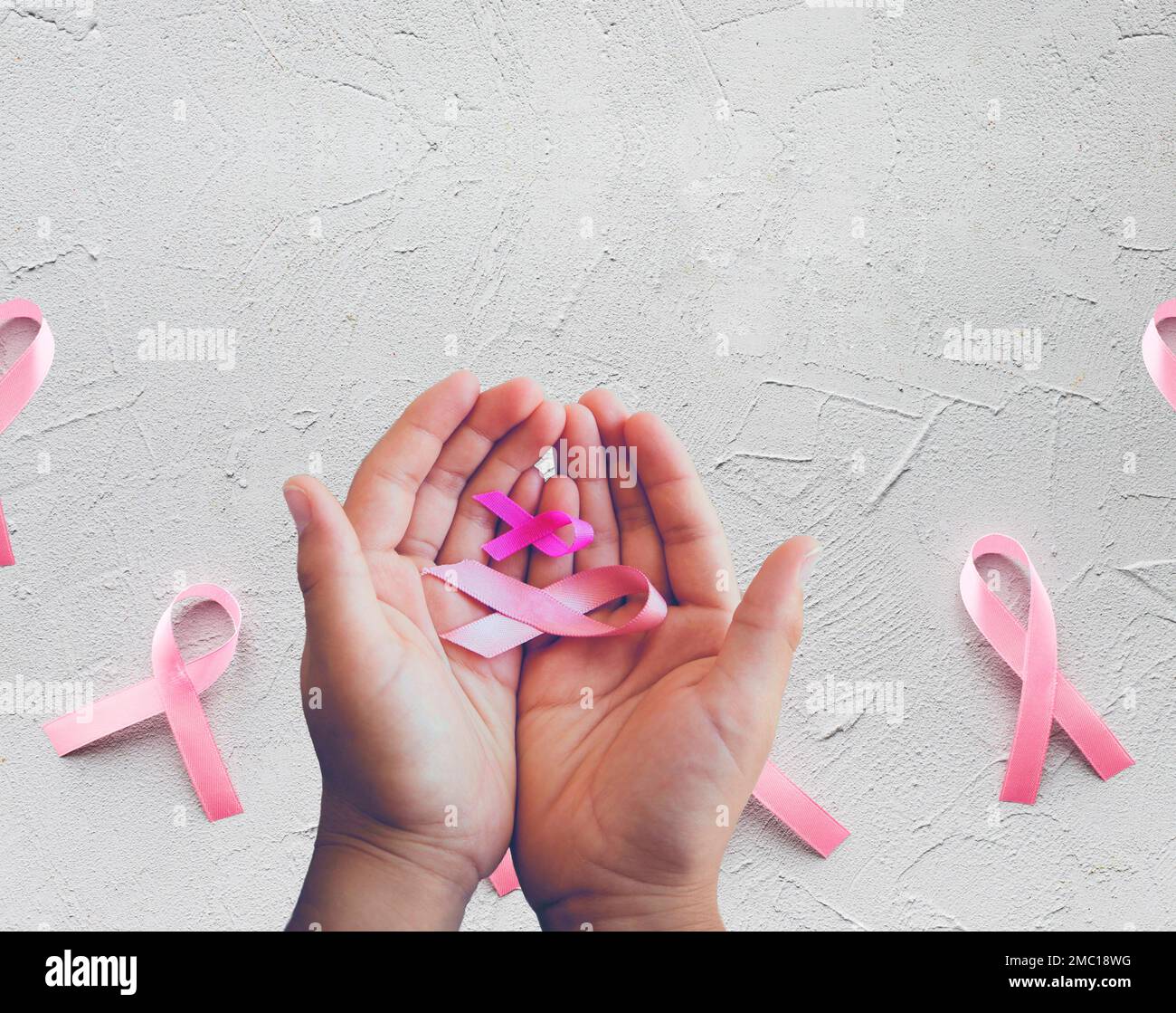 World cancer day, fight against cancer concept, solidarity hands, hands ...