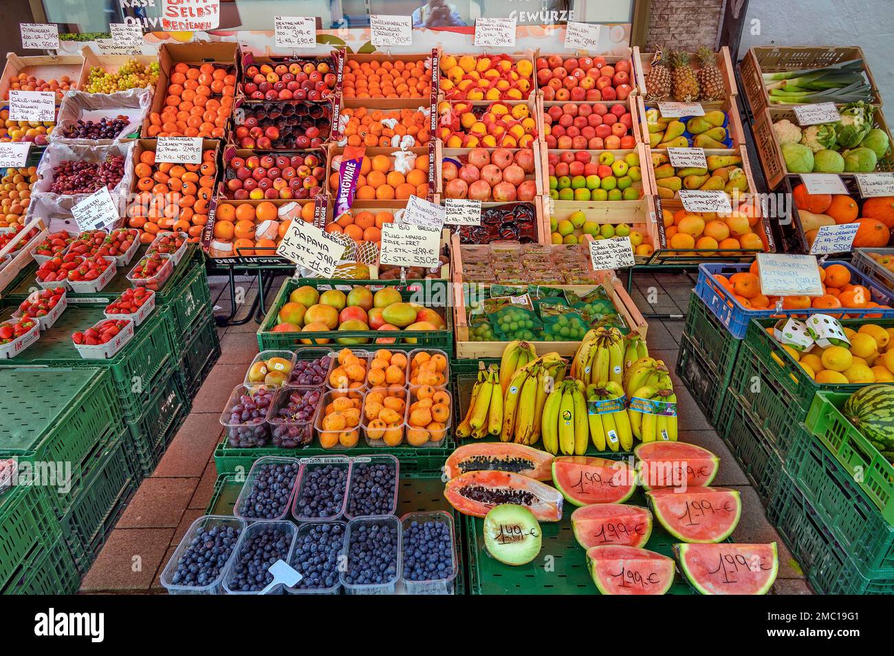 Fruit stand, Kempten, Allgaeu, Bavaria, Germany Stock Photo - Alamy