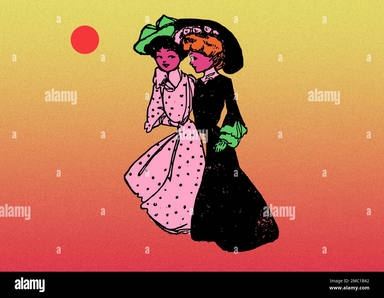 Concept Art Illustration. Two Women Having a Walk Stock Photo - Alamy