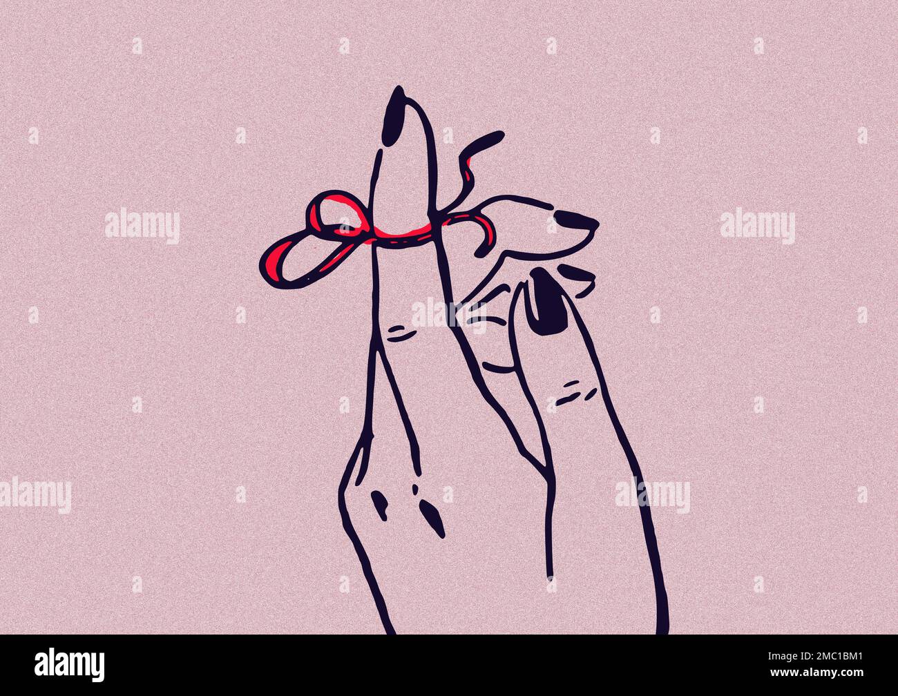 Concept Art Illustration Knot in Finger for Memory Stock Photo - Alamy
