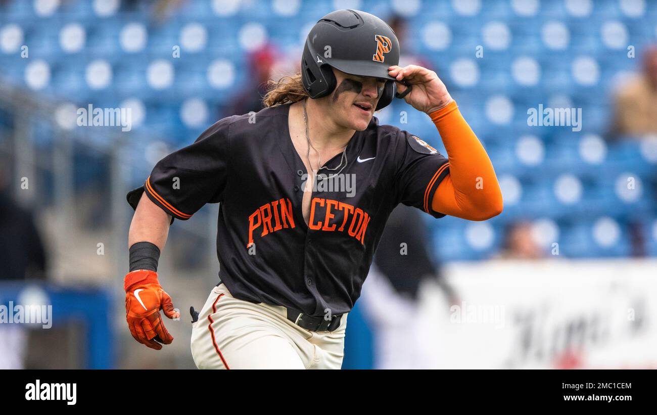 Princeton's Matt Scannell (8) runs to first base during an NCAA ...