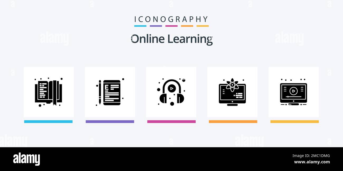 Online Learning Glyph 5 Icon Pack Including learn. science. school ... Online Learning Glyph 5 Icon Pack Including learn. science. school ...