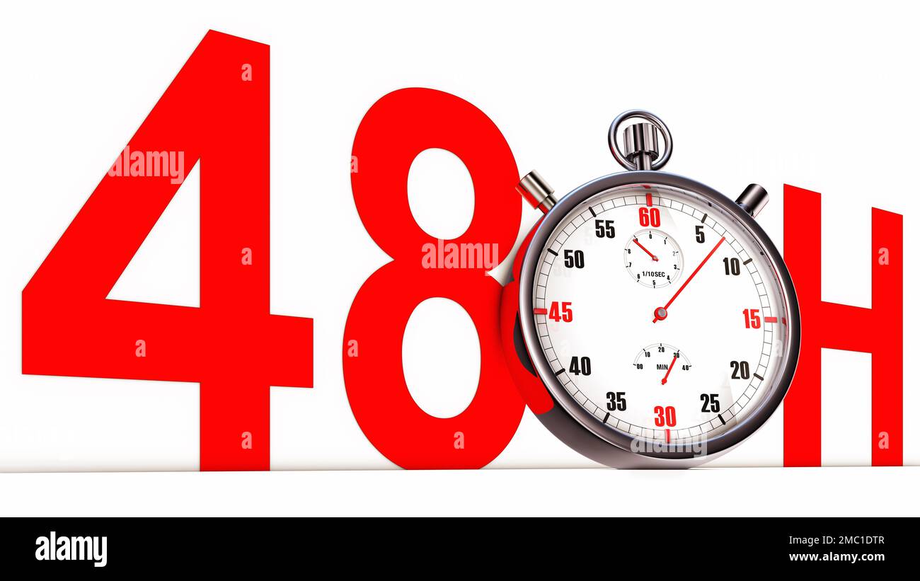3D illustration of an 48 horurs service background Stock Photo - Alamy