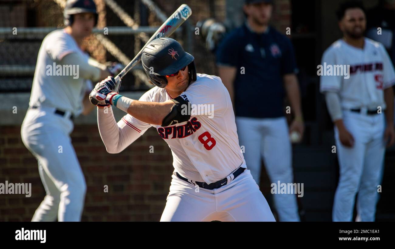 Richmond infielder Dom Toso (8) goes up to bat during an NCAA baseball ...