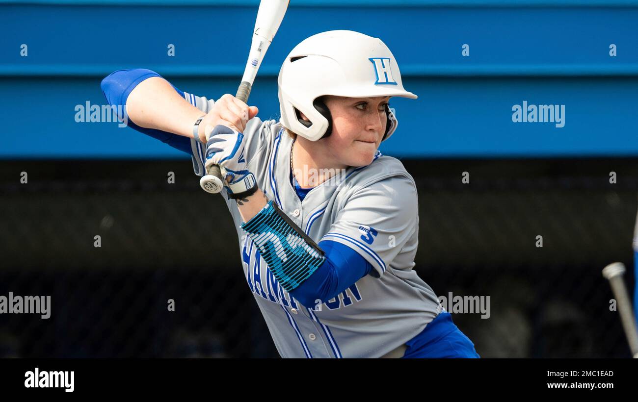 Hampton catcher Emily Kepple (32) goes up to bat during an NCAA ...