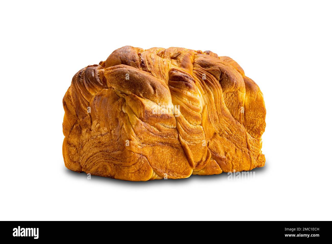 Closeup view loaf of tasty homemade bread isolated on white background ...