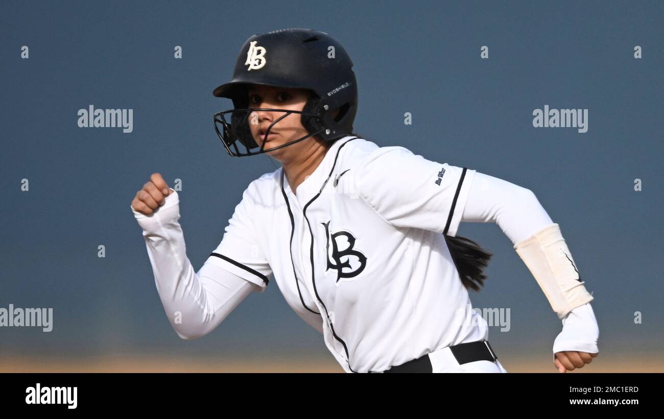 Long Beach State's Sinclair Lawhorn plays during an NCAA softball game ...