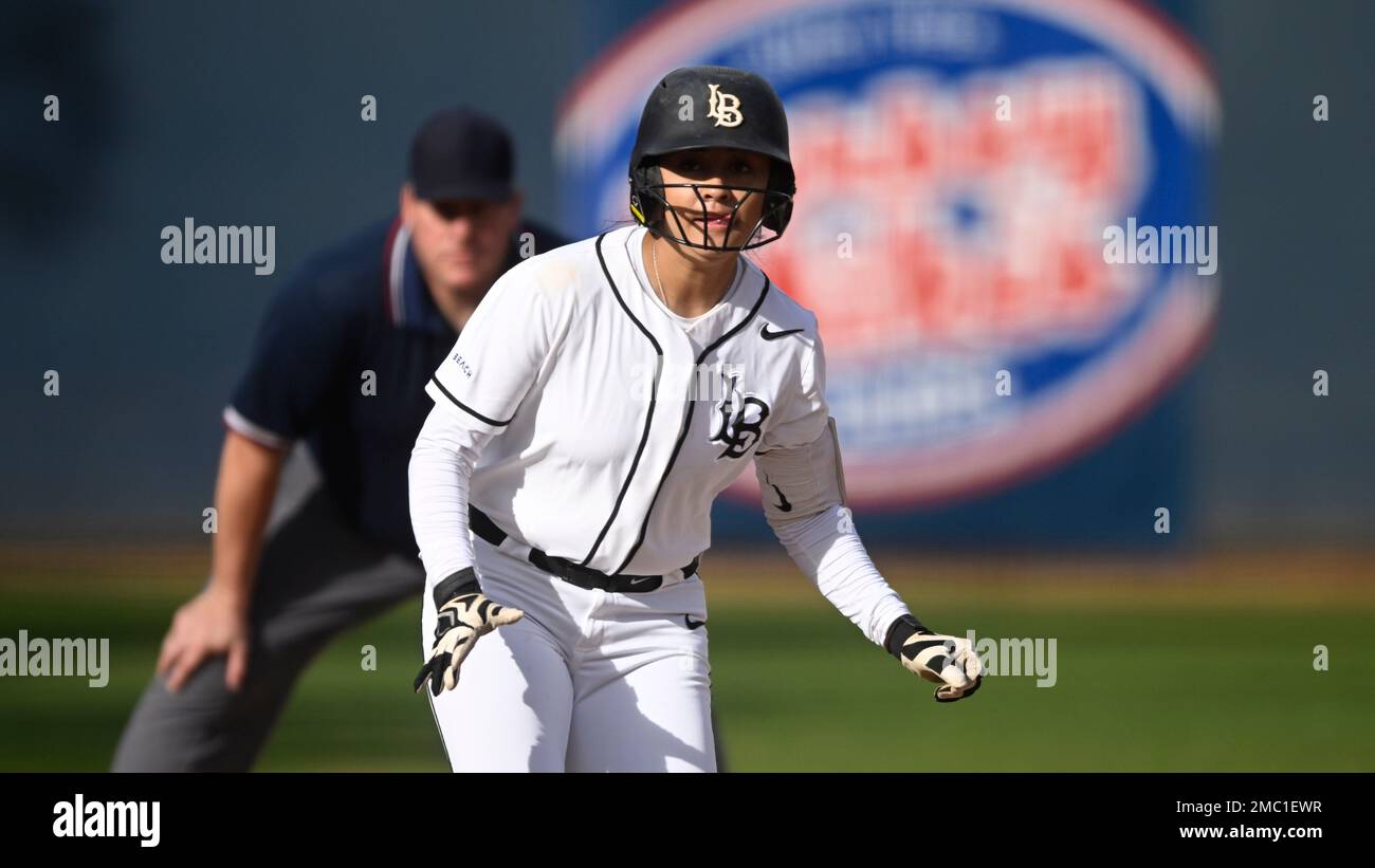 Long Beach State's Naomi Hernadez plays during an NCAA softball game on ...