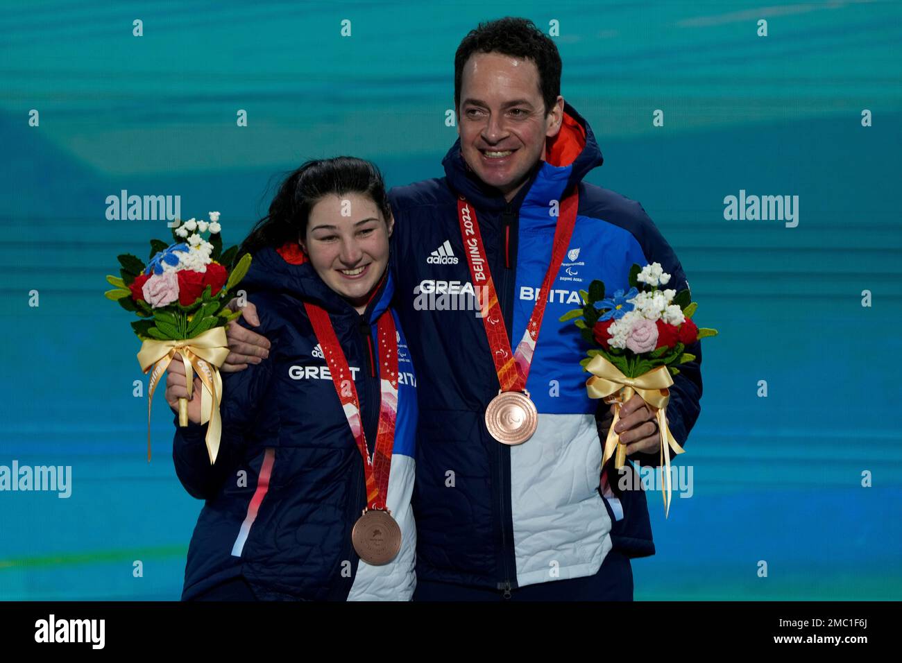 Bronze medalist Millie Knight, left, and her guide Brett Wild of ...