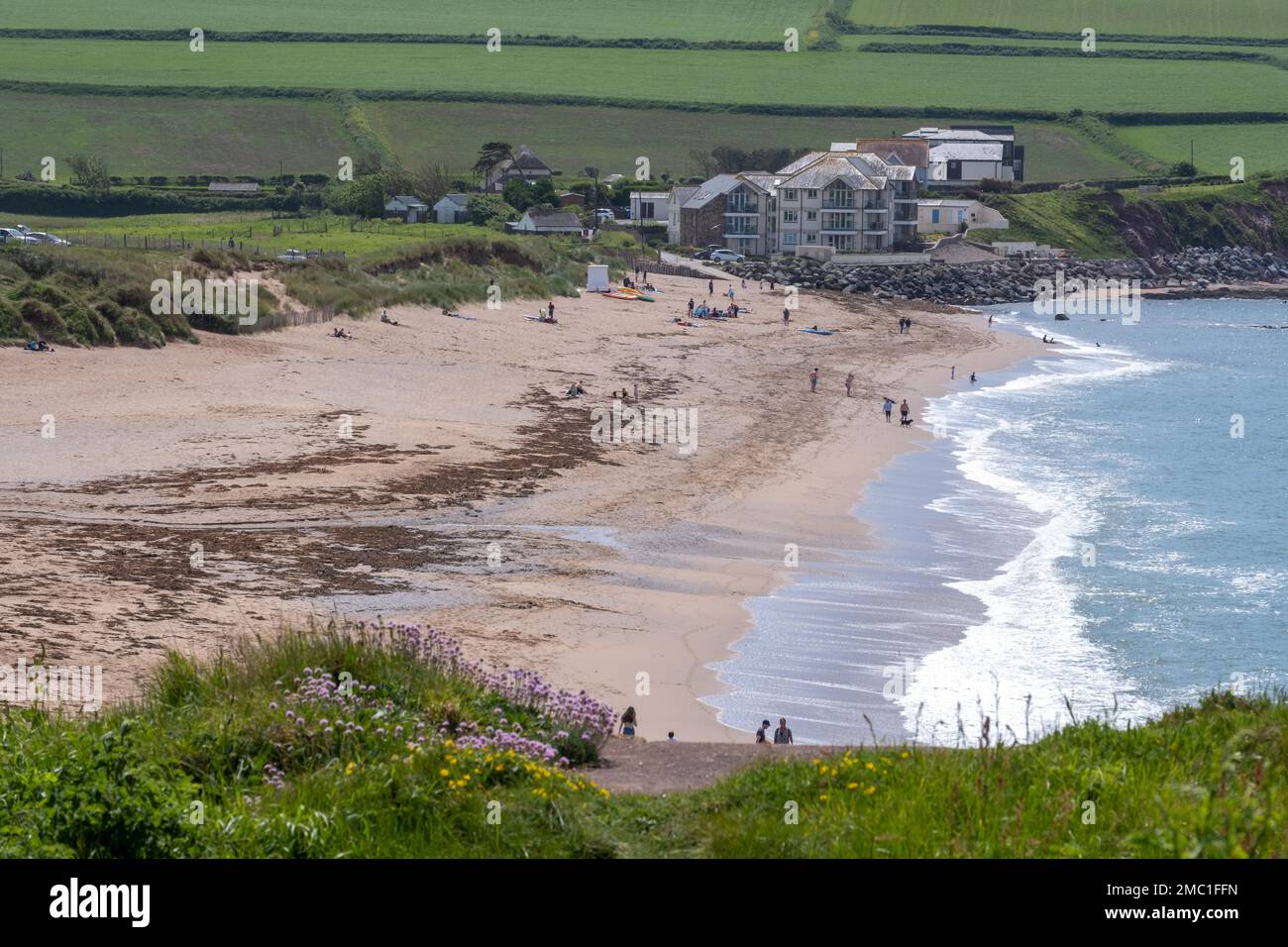 SOUTH MILTON SANDS, THURLESTONE, DEVON, UK. MAY 21. View of South ...