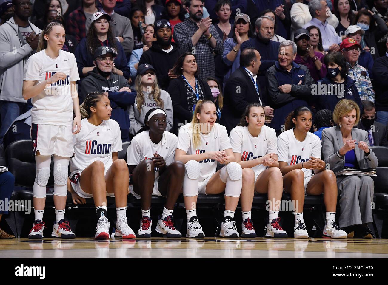 From the left, Connecticut's Paige Bueckers, Amari DeBerry, Piath ...