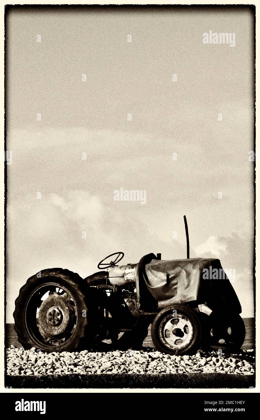 old fashioned vintage tractor on cromer beach Stock Photo - Alamy