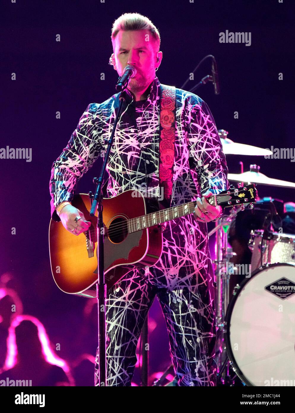 TJ. Osborne, of Brothers Osborne, performs "Skeletons" at the 57th ...