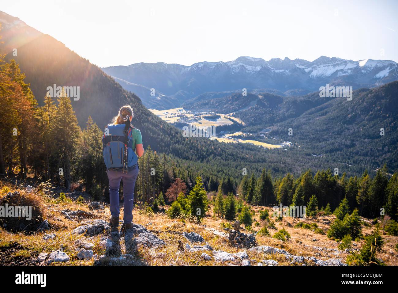 Mountaineers on the hiking trail to the Guffert, Brandenberg Alps ...