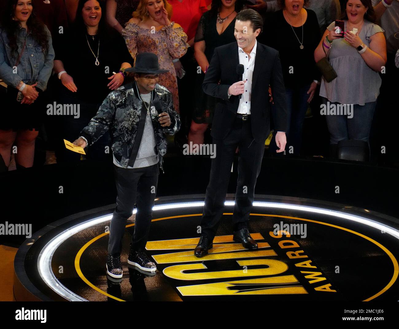 Guy Torry, left, and Tom Pelphrey present the award for duo of the year ...