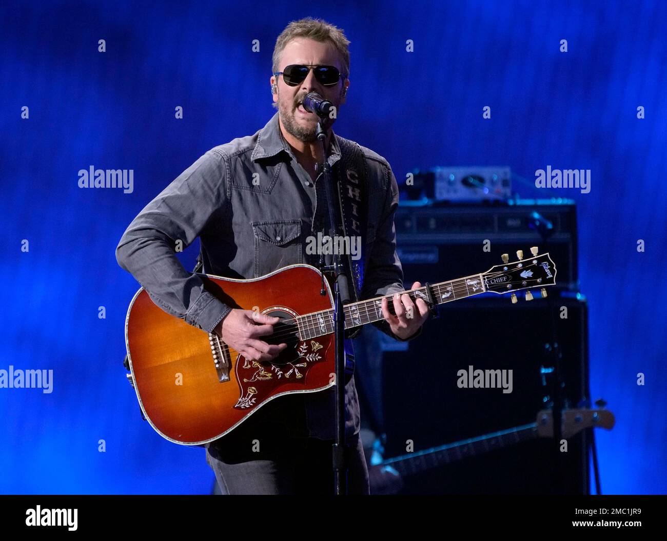 Eric Church performs a medley at the 57th Academy of Country Music ...