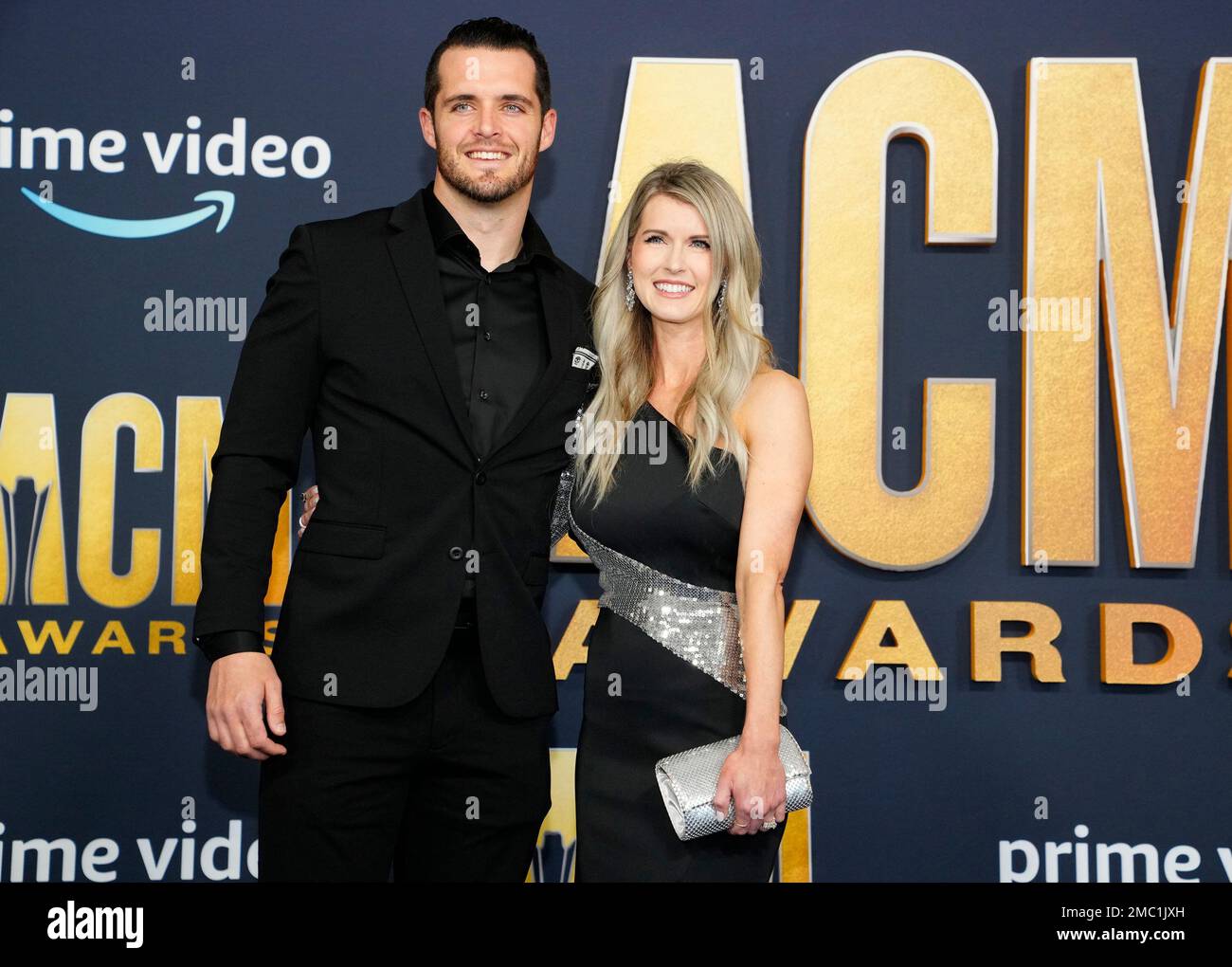 Derek Carr of the Los Vegas Raiders, and Heather Neel arrive at the ...