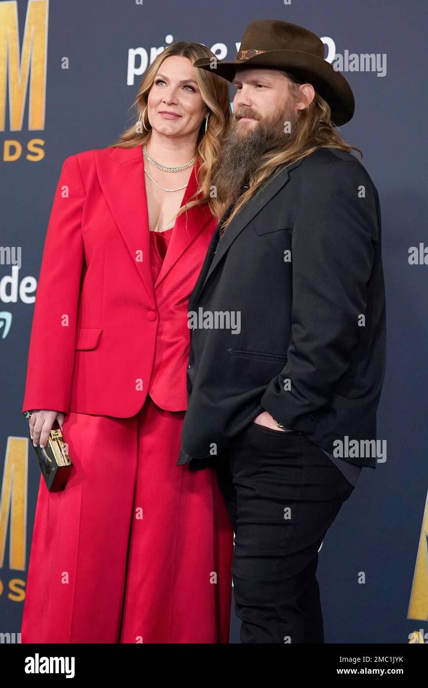 Morgane Hayes, left, and Chris Stapleton arrive at the 57th Academy of ...