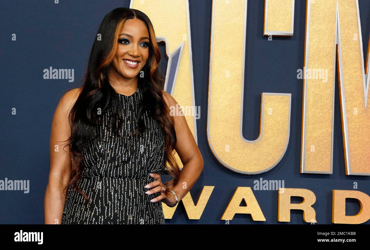 Mickey Guyton arrives at the 57th Academy of Country Music Awards on ...