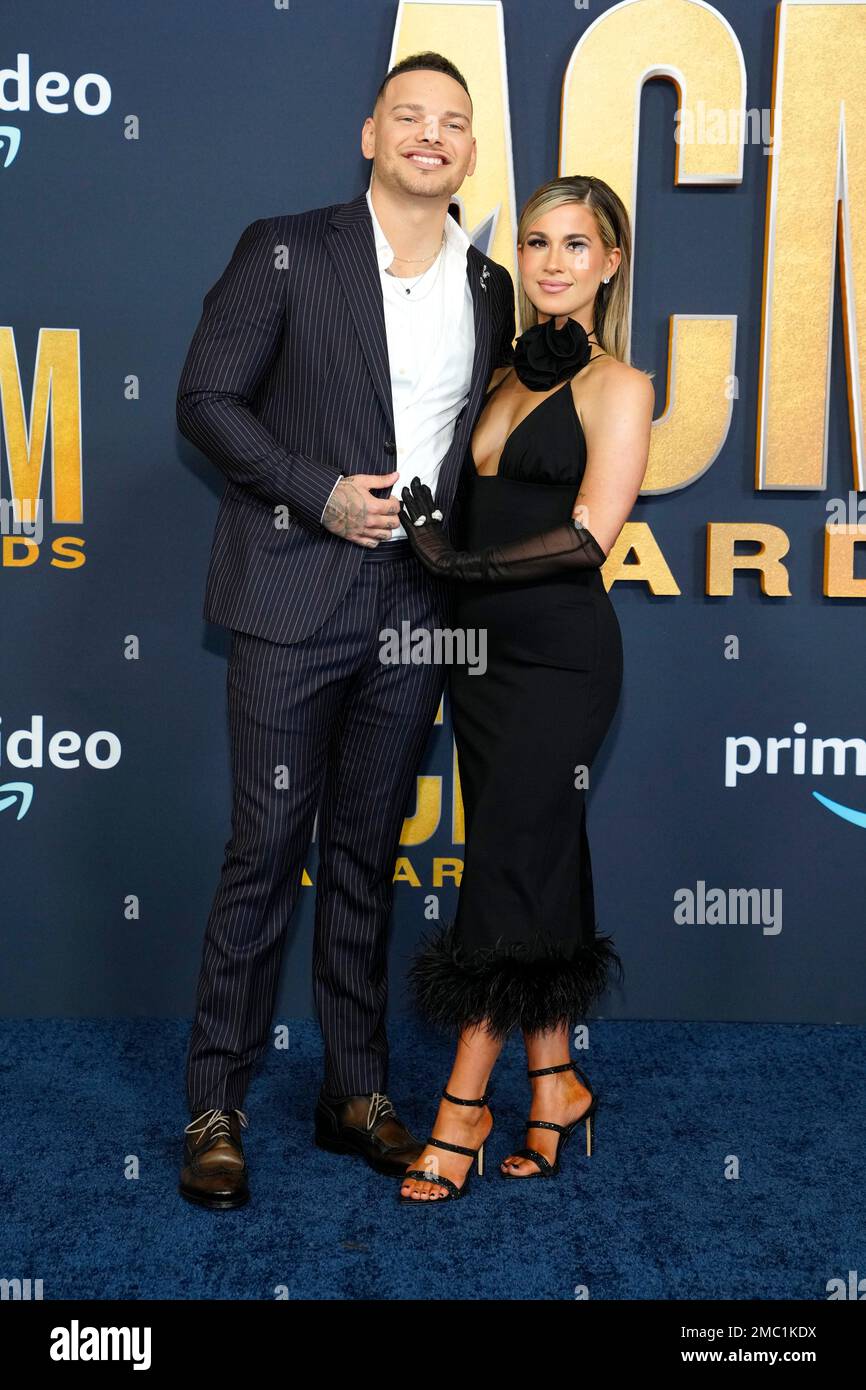 Kane Brown, left, and Katelyn Jae Brown arrive at the 57th Academy of ...