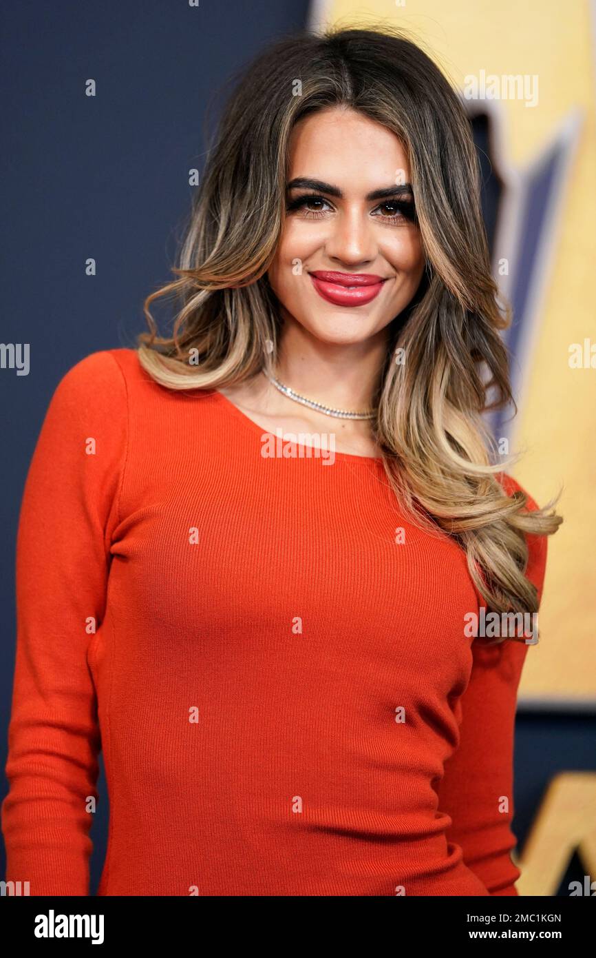 Madi Webb arrives at the 57th Academy of Country Music Awards on Monday ...