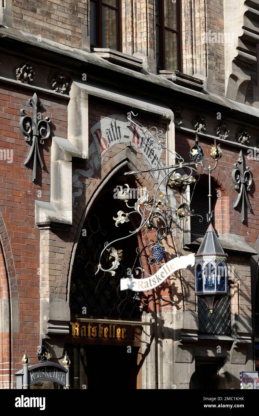Entrance to the Ratskeller, New Town Hall, Munich, Upper Bavaria ...