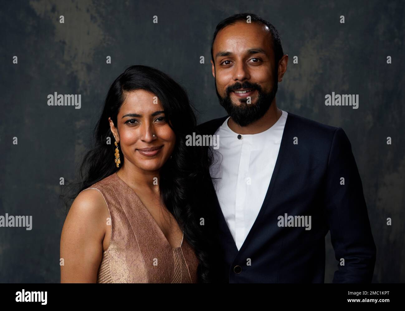Rintu Thomas, left, and Sushmit Ghosh pose for a portrait at the 94th Academy Awards Nominees ...