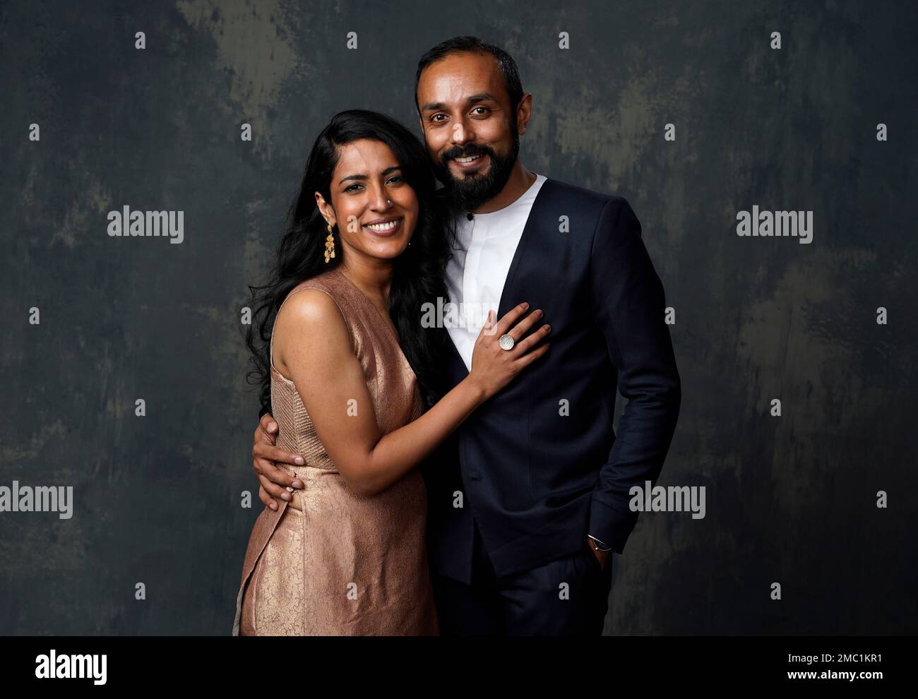 Rintu Thomas, left, and Sushmit Ghosh pose for a portrait at the 94th Academy Awards Nominees ...