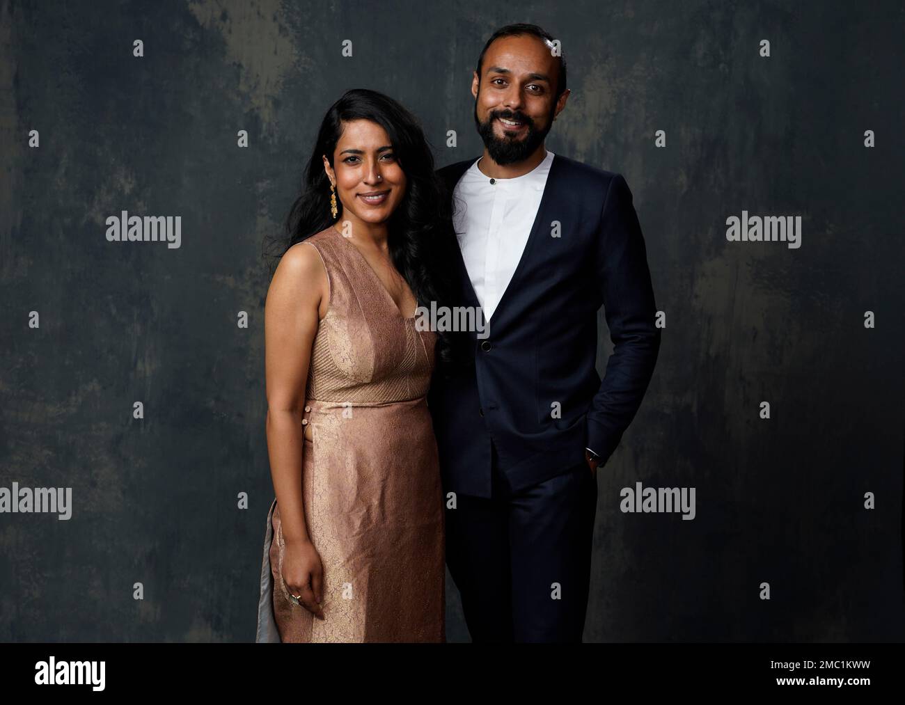 Rintu Thomas, left, and Sushmit Ghosh pose for a portrait at the 94th Academy Awards Nominees ...