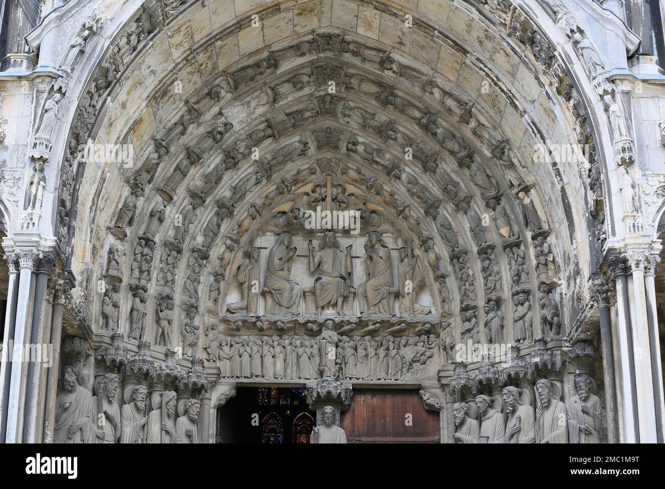Tympanum of the south portal of Notre Dame of Chartres Cathedral, Eure ...