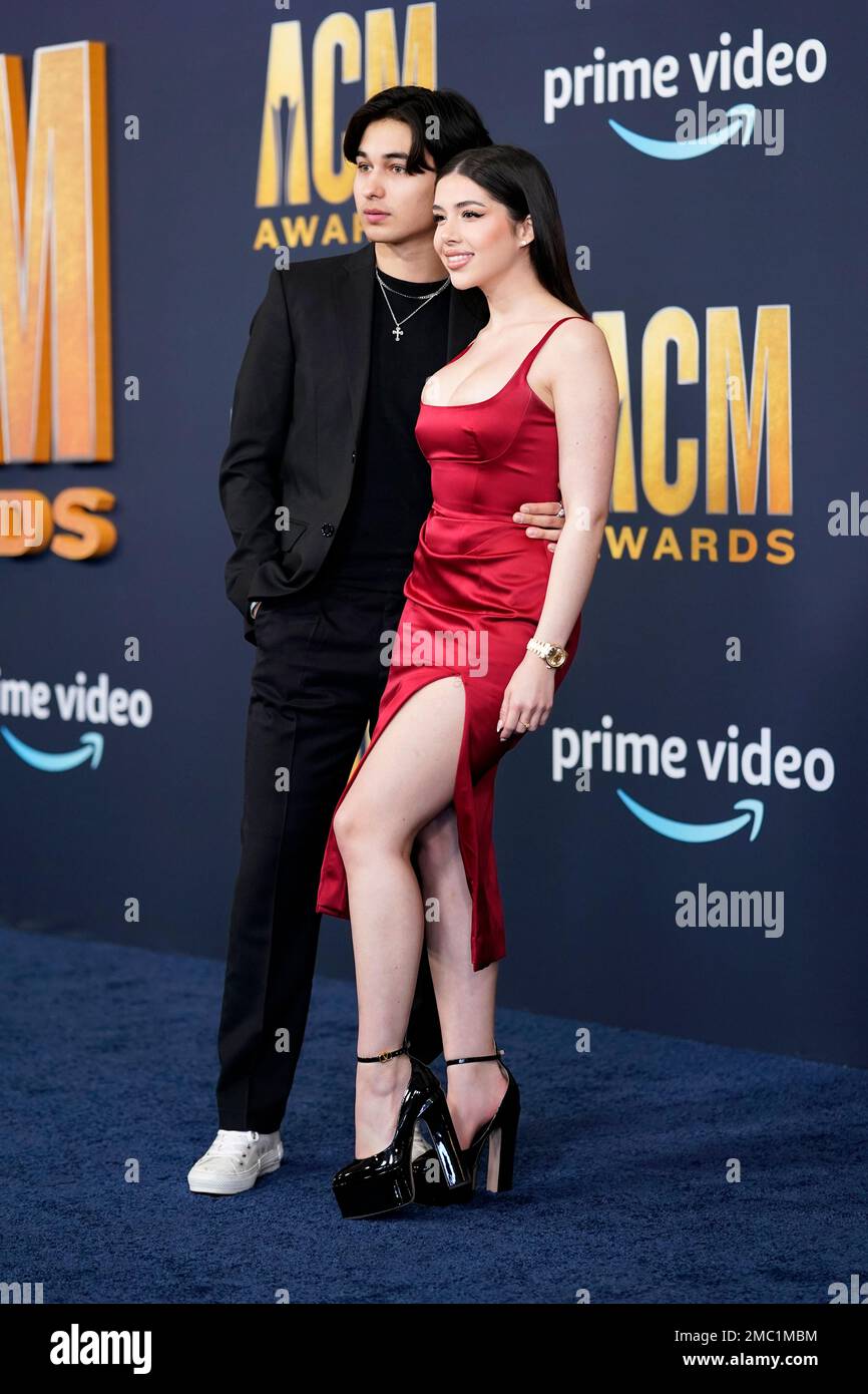 Kio Cyr, left, and Amanda Diaz arrive at the 57th Academy of Country ...