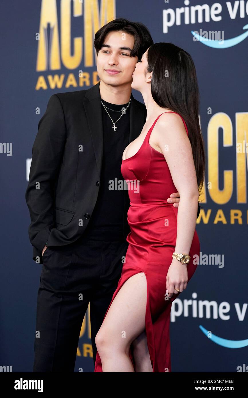 Kio Cyr, left, and Amanda Diaz arrive at the 57th Academy of Country ...