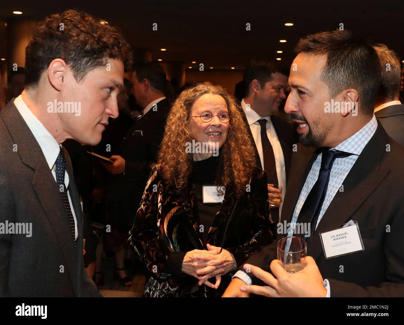 Phil Lord, left, and Lin-Manuel Miranda attend the 94th Academy Awards ...