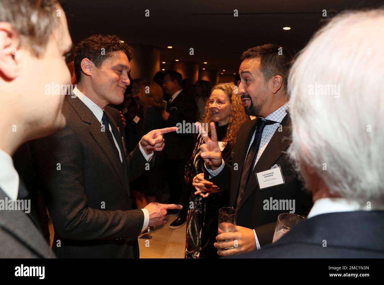Phil Lord, left, and Lin-Manuel Miranda attend the 94th Academy Awards ...