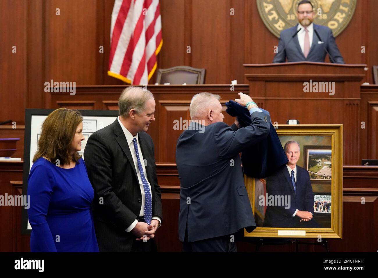 Outgoing President of the Florida Senate, Wilton Simpson, second from ...