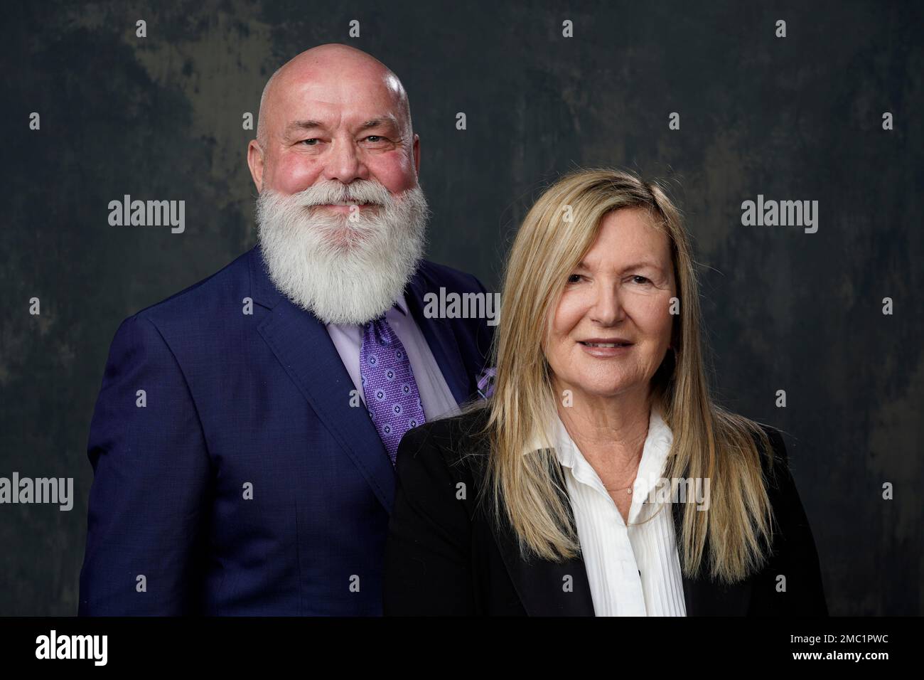 Bob Morgan, left, and Jacqueline West pose for a portrait at the 94th Academy Awards Nominees ...