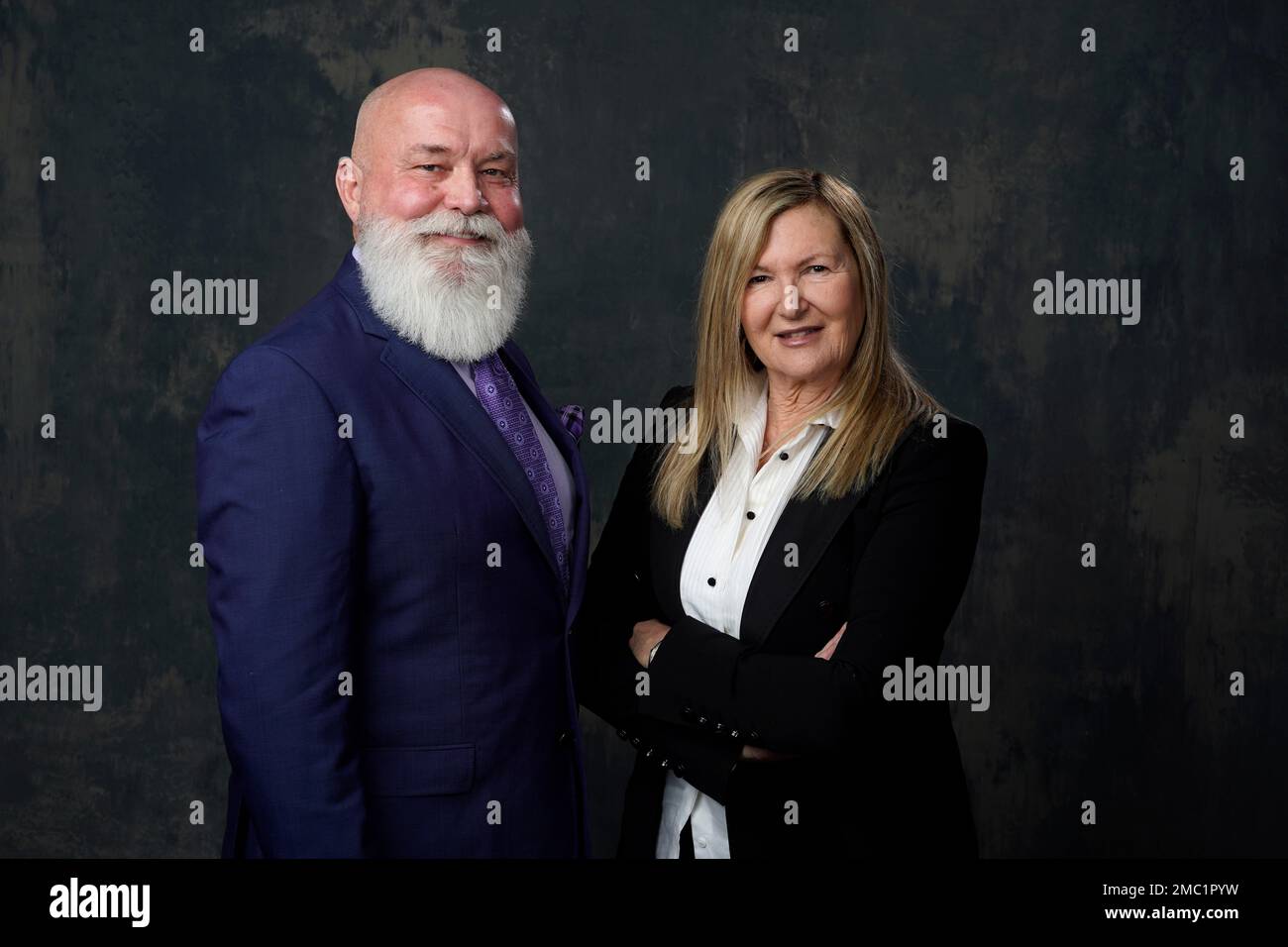 Bob Morgan, left, and Jacqueline West pose for a portrait at the 94th Academy Awards Nominees ...