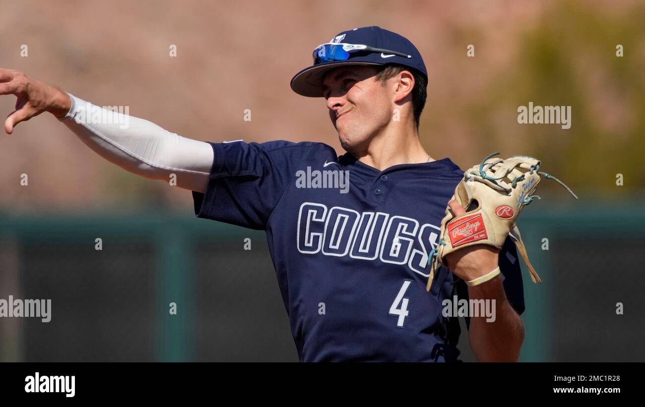BYU Andrew Pintar (4) during an NCAA baseball game against Arizona ...