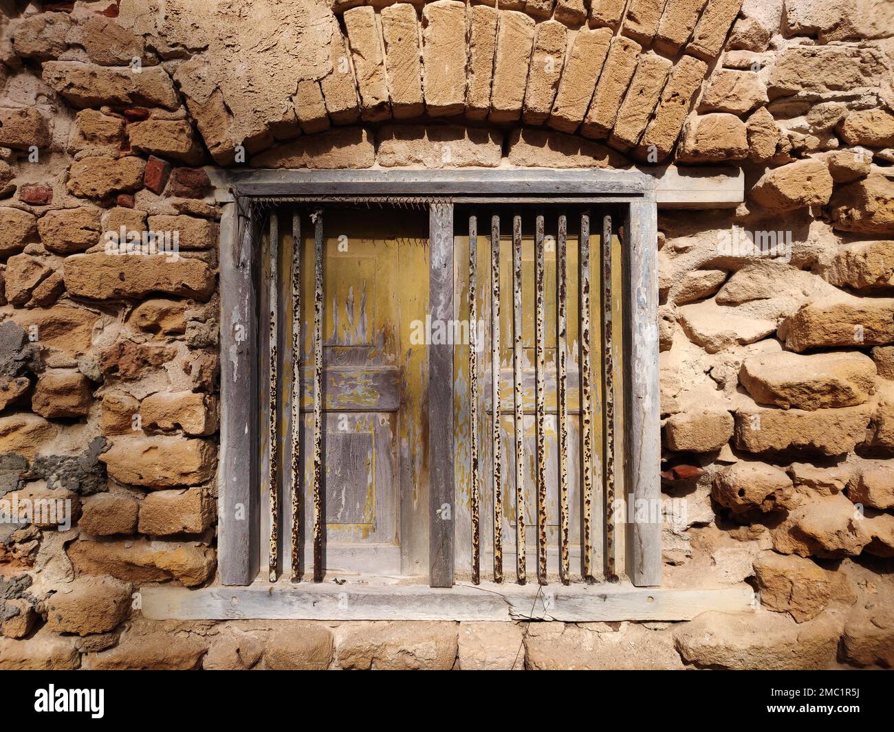 The rustic door and the brick wall, Manapad, Tamil Nadu, India Stock ...