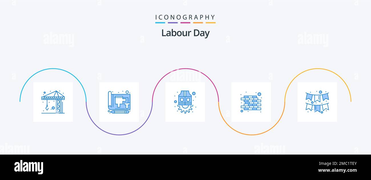 Labour Day Blue 5 Icon Pack Including flag. celebration. jacket. wall ...
