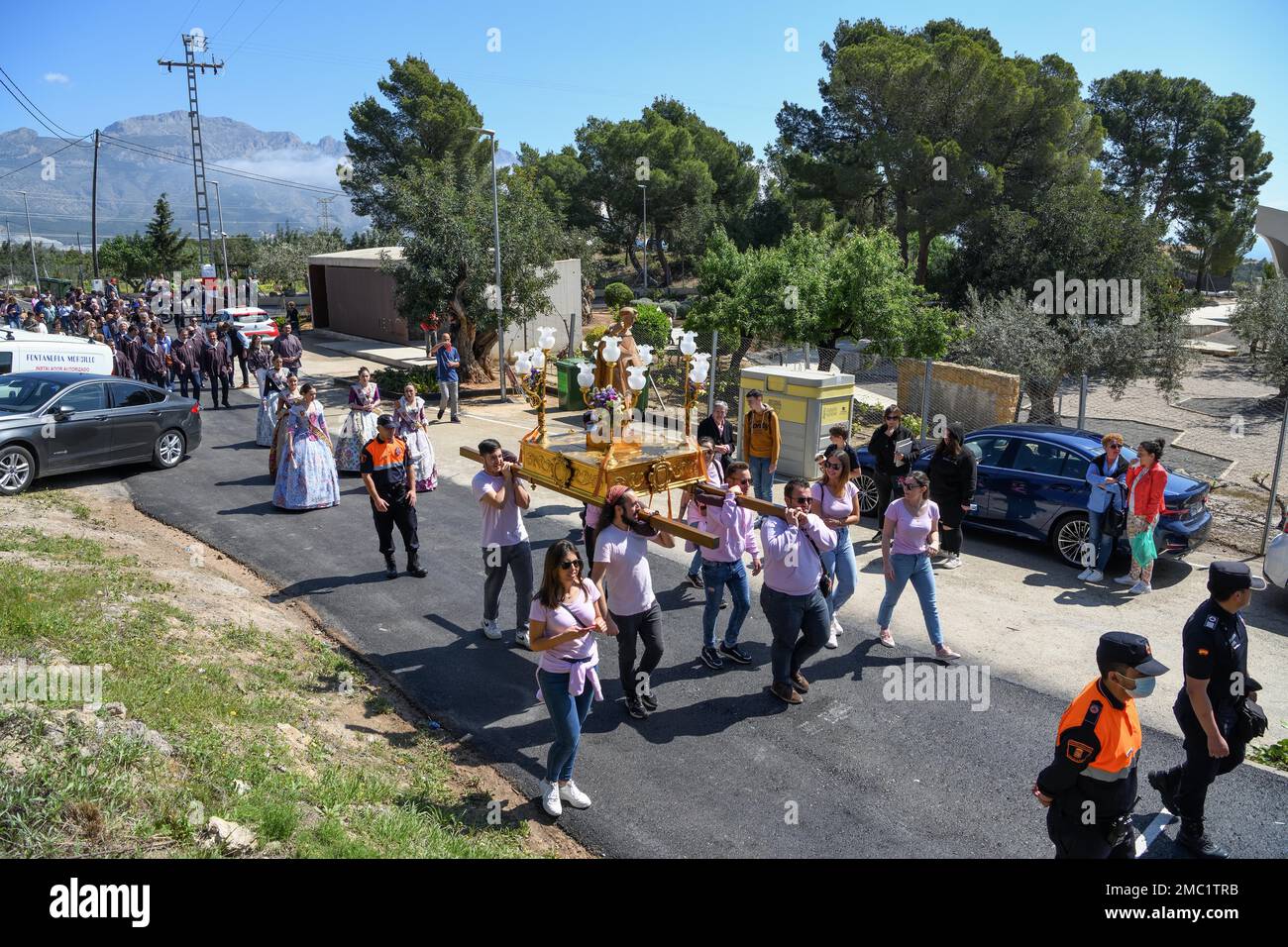 Locals carry the figure of Saint San Vicente to the Ermita de San ...