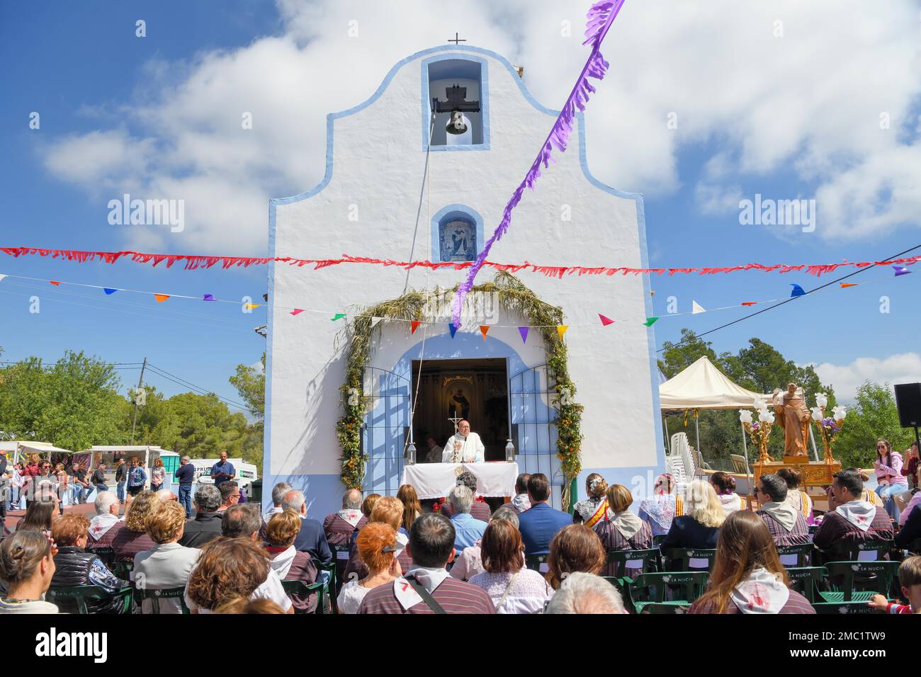 Open-air service in front of the Ermita de San Vicent chapel as part of ...