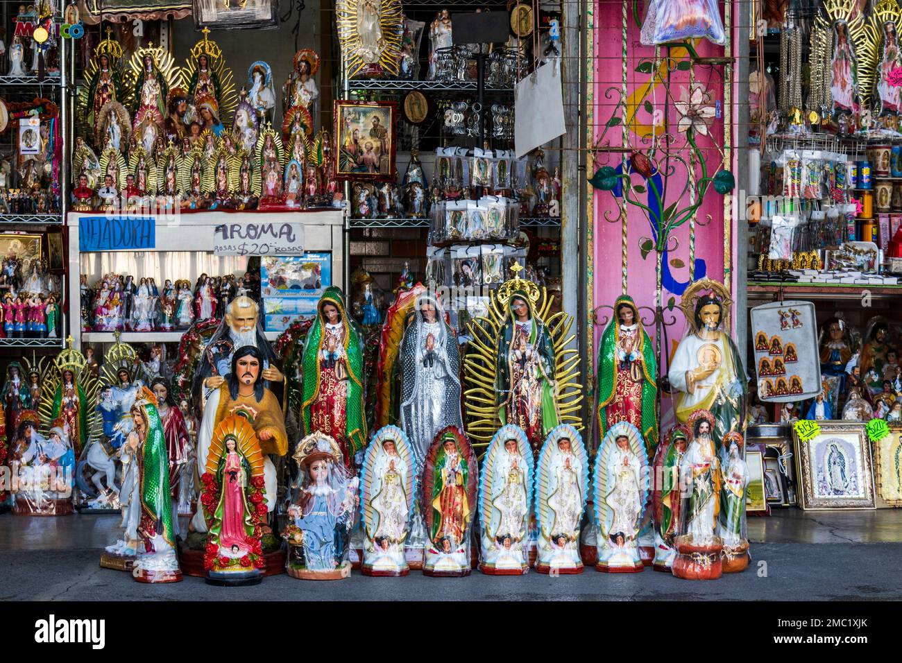 Religious figures on sale, Mexico City, Mexico, North America Stock ...