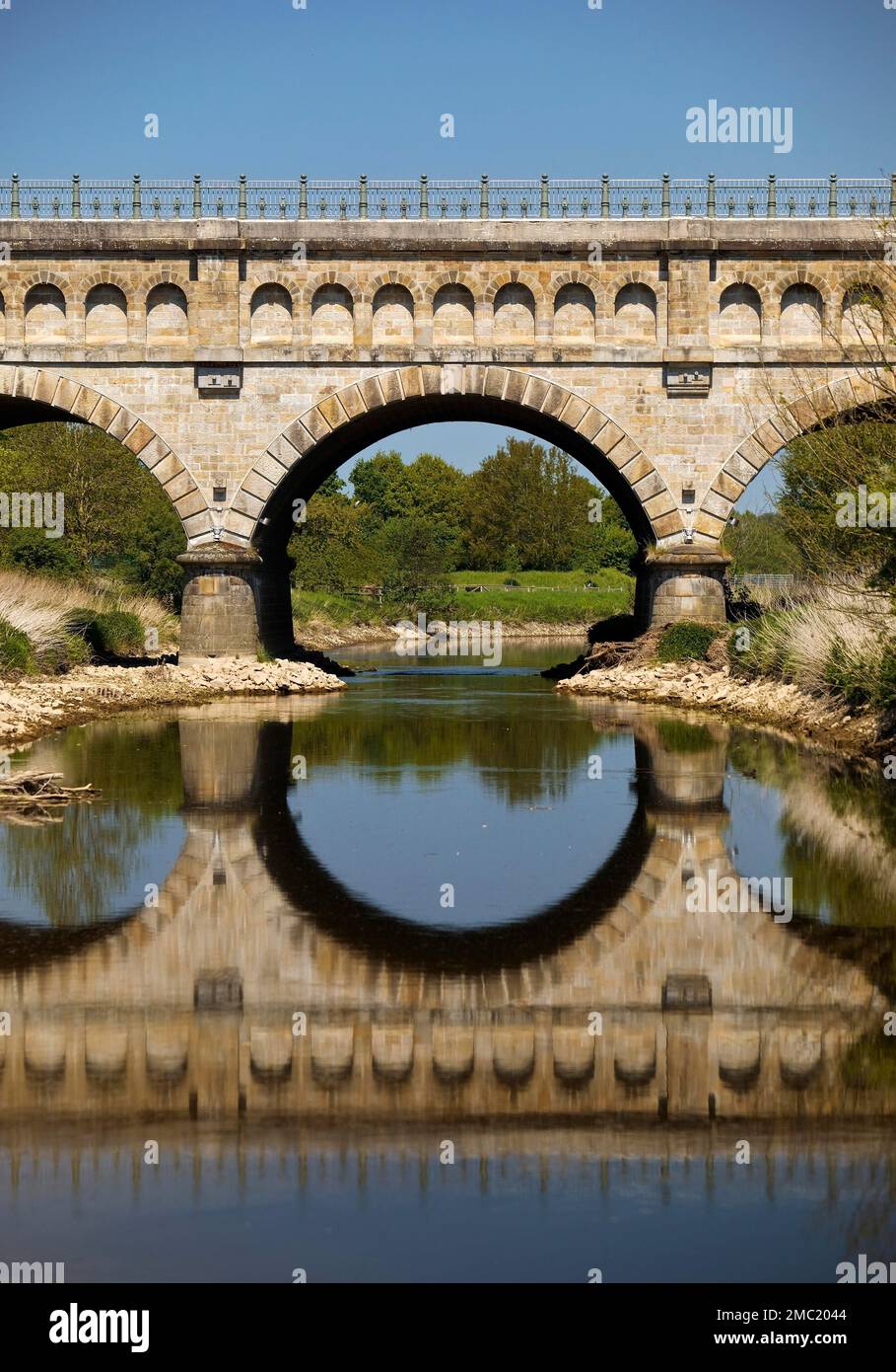 Three-arch bridge, historic canal bridge over the Stever, Olfen ...