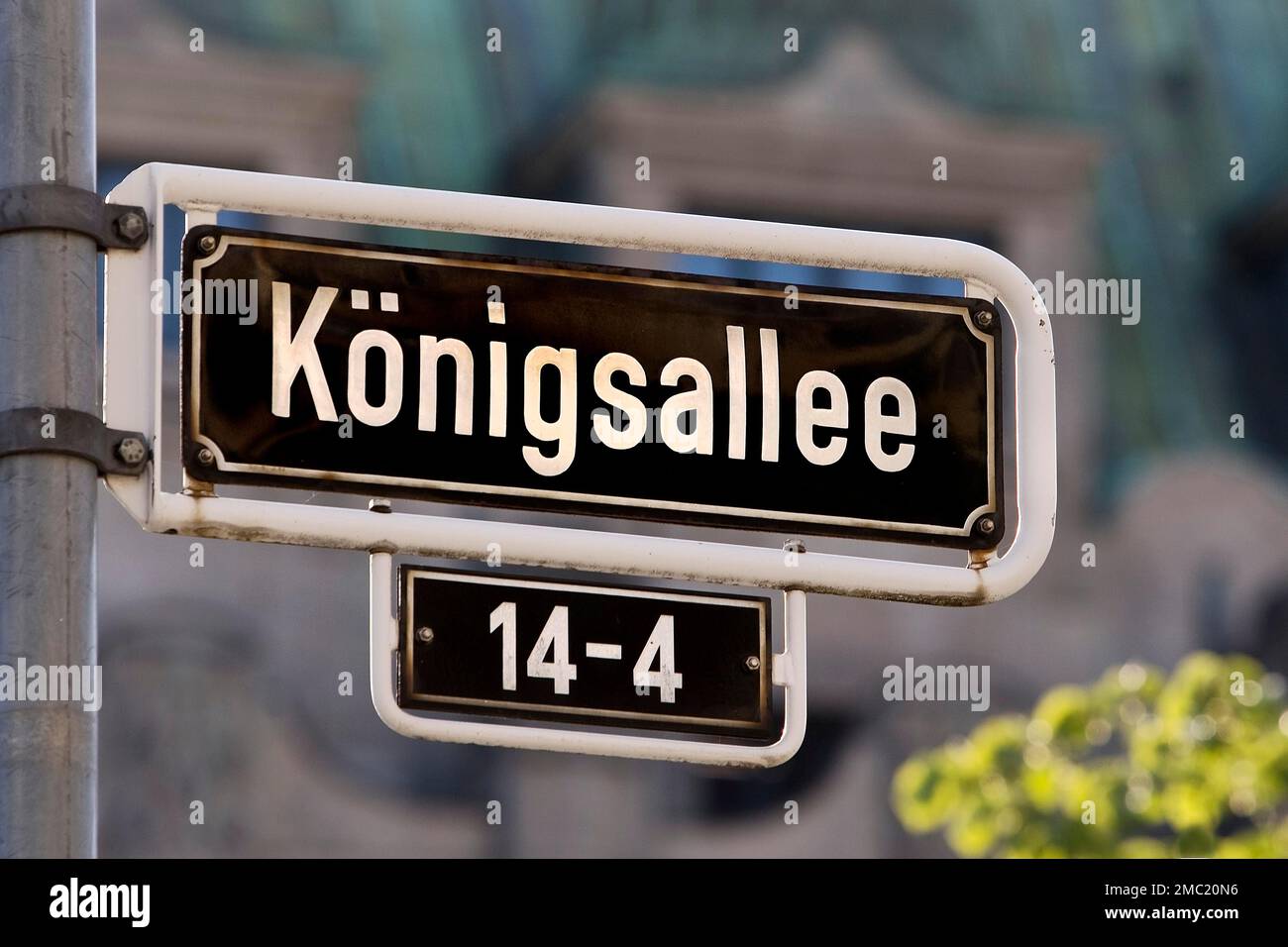 The Koenigsallee street sign, known as Koe for short, one of Europe's ...