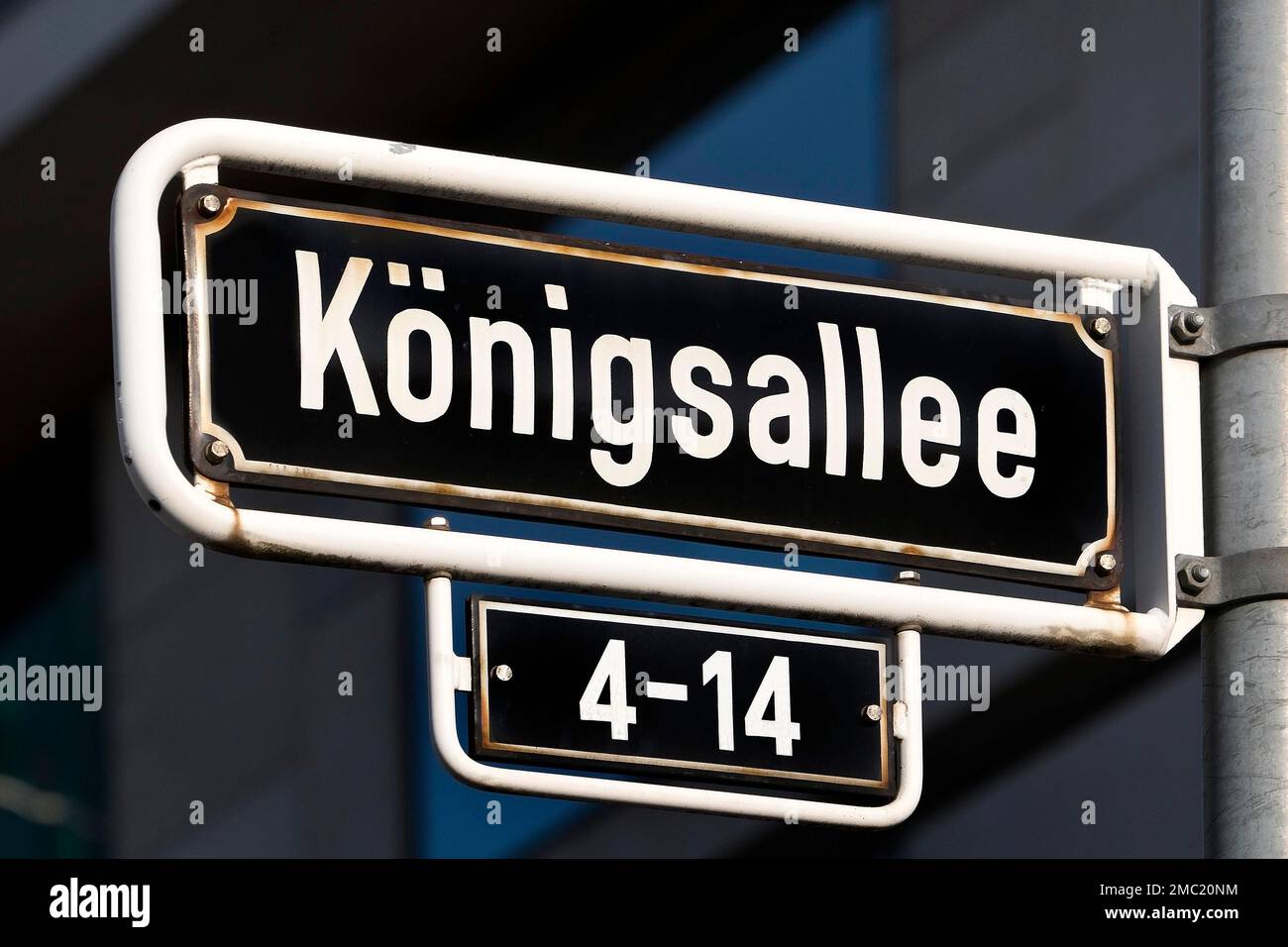 The Koenigsallee street sign, known as Koe for short, one of Europe's ...